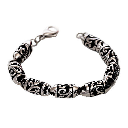 Click here for Mens 9 Stainless Steel Barrel Link Bracelet  One S... prices