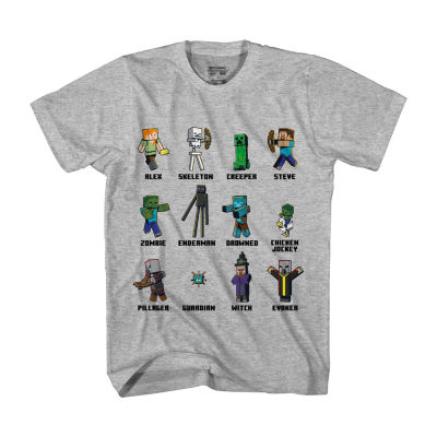 Little & Big Boys Crew Neck Short Sleeve Minecraft Graphic T-Shirt ...