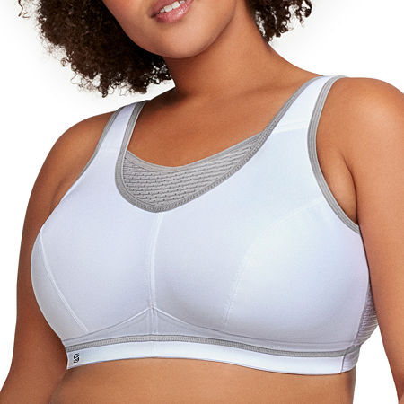 Glamorise Womens Plus Size Sport Elite Performance Camisole Bra 1067 - White  Gray