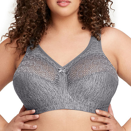 Womens Full Figure Plus Size Magic Lift Moisture Control Wirefree Bra 1064 - Gray Heather