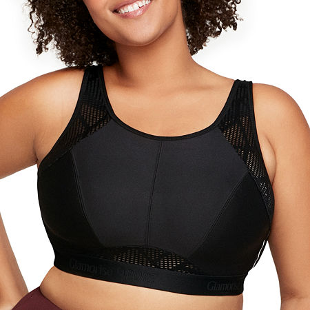 Full Figure Plus Size No-Sweat Mesh Sports Wirefree Bra 1068 - Black