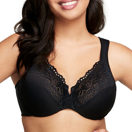 Womens Full Figure Plus Size Wonderwire Back Close Bra 1240 - Black