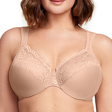 Womens Full Figure Plus Size Wonderwire Back Close Bra 1240 - Cafe