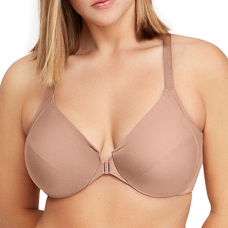 Glamorise Womens Plus Size Front Close Wonder Wire Bra with Smoothing Back 1247 - Cappuccino