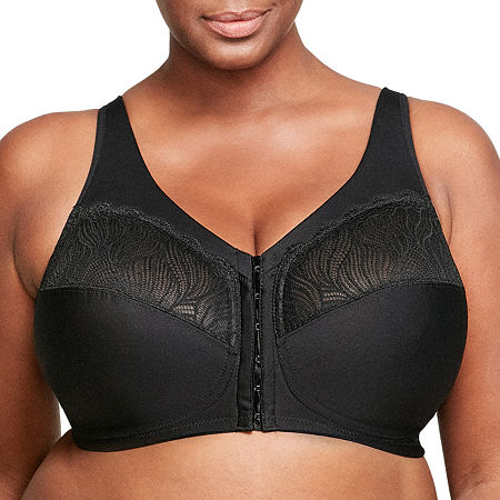 Glamorise Plus Size Full Figure Magiclift Natural Shape Front Closure Wirefree Bra 1210 - Black