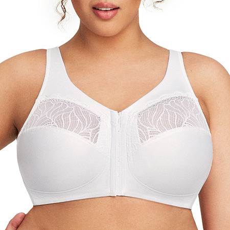 Glamorise Plus Size Full Figure Magiclift Natural Shape Front Closure Wirefree Bra 1210 - White