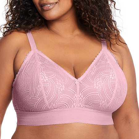 Glamorise Plus Size Full Figure Bramour Gramercy Luxe Lace Wireless Bralette 7012 - Mauve