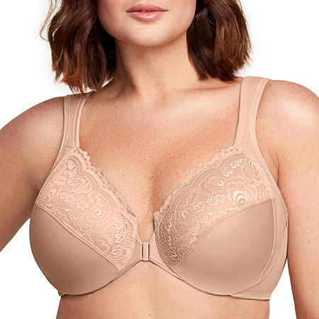 Womens Full Figure Plus Size Wonderwire Front Close Bra 1245 - Cafe