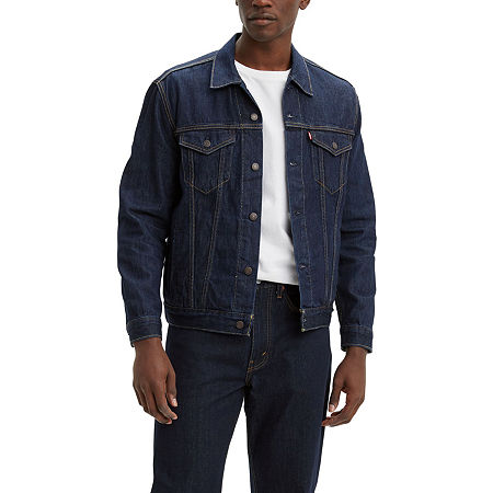 Levis Mens Regular Fit Non-Stretch Denim Trucker Jacket - Rinse
