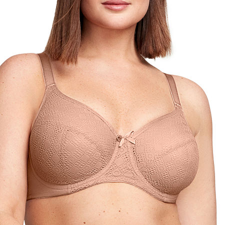 Glamorise Plus Size Full Figure Wonderwire Lace Comfort Bra 9855 - Cappuccino