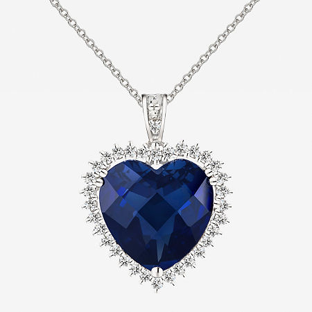 Click here for Lab-Created Blue & White Sapphire Heart Pendant Ne... prices