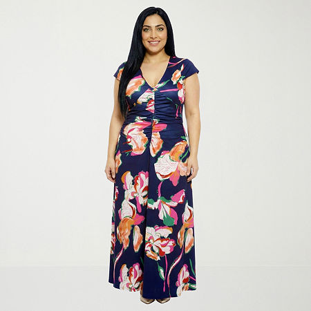 Click here for 24seven Comfort Apparel Plus Size Floral Cap Sleev... prices