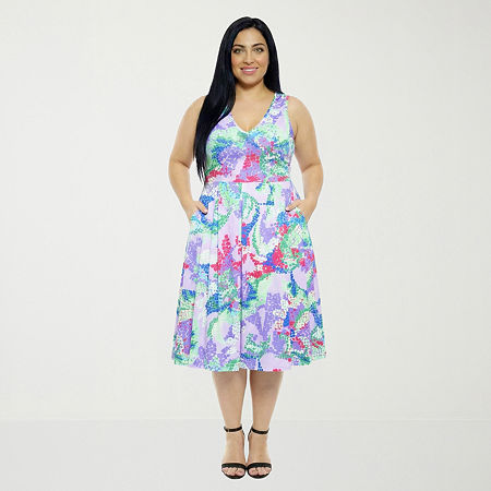 Click here for 24seven Comfort Apparel Plus Size Abstract V-Neck... prices