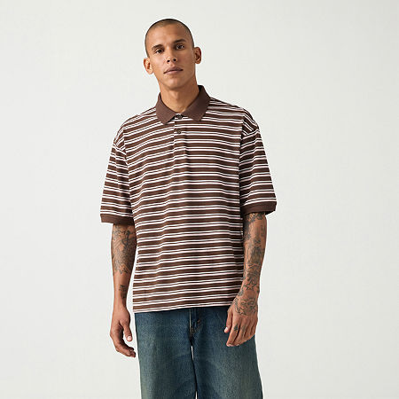 Click here for Levis Mens Boxy Striped Collared Polo Shirt - Choc... prices