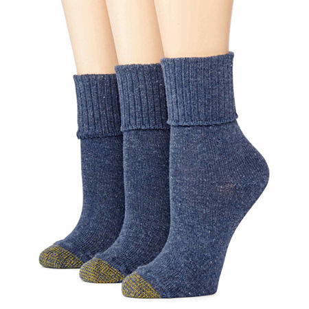 Gold Toe Bermuda Womens 3 Pair Turncuff Socks  One Size  Blue