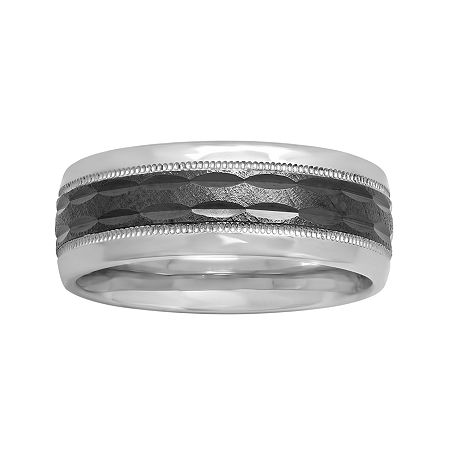 Click here for Mens 8mm Comfort Fit Two-Tone Sterling Silver Ring... prices