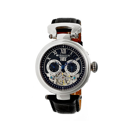 Click here for Heritor Automatic Ganzi Mens Leather Day&Date-Silv... prices