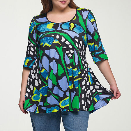 Click here for 24seven Comfort Apparel Plus Size Print Elbow Slee... prices