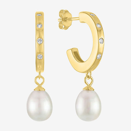 Click here for Womens White Cultured Freshwater Pearl 14K Gold Ov... prices