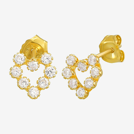 Click here for White Cubic Zirconia 14K Gold 12mm Heart Stud Earr... prices