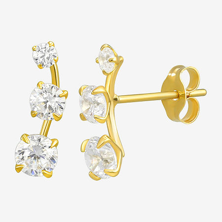 Click here for White Cubic Zirconia 10K Gold Curved Stud Earrings... prices