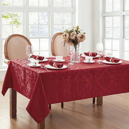 Elrene Caiden Elegance Damask Tablecloth - 60 x 84 Oblong - Red