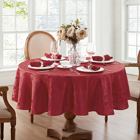 Elrene Caiden Elegance Damask Tablecloth - 60 x 84 Oval - Red
