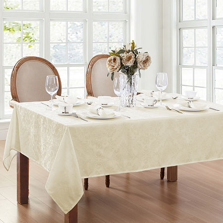 Elrene Caiden Elegance Damask Tablecloth - 60 x 102 - Ivory