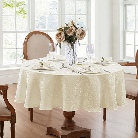 Elrene Caiden Elegance Damask Tablecloth - 60 x 84 Oval - Ivory