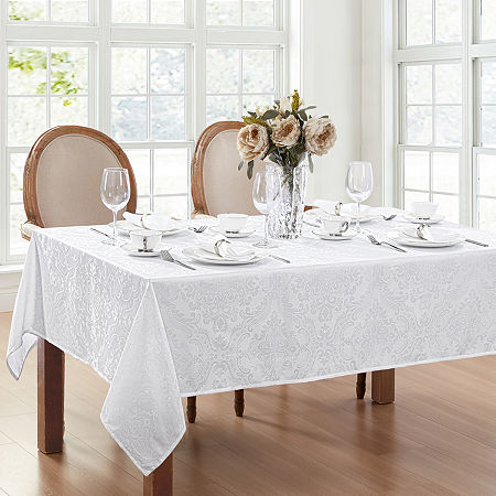 Elrene Caiden Elegance Damask Tablecloth - 52 x 52 - White