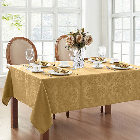 Elrene Caiden Elegance Damask Tablecloth - 60 x 102 - Gold