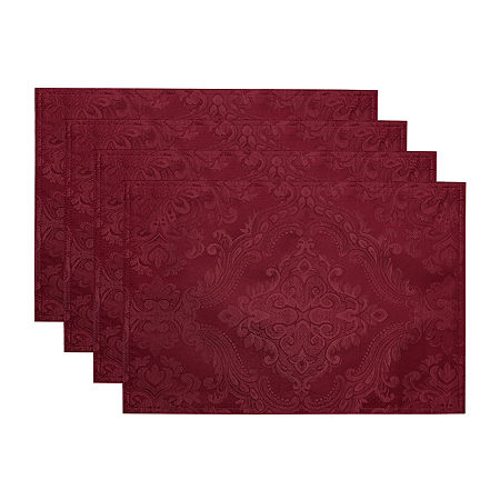 Elrene Caiden Elegance Damask Placemat  Set of 4 - Cranberry