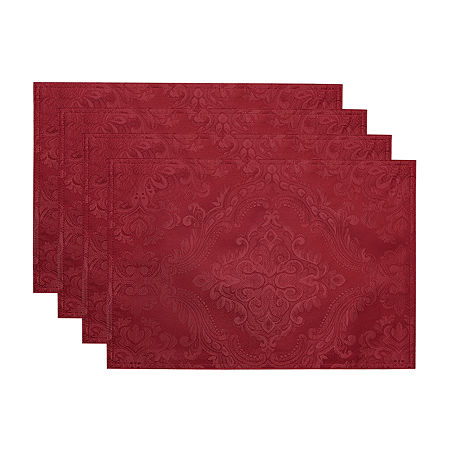 Elrene Caiden Elegance Damask Placemat  Set of 4 - Red