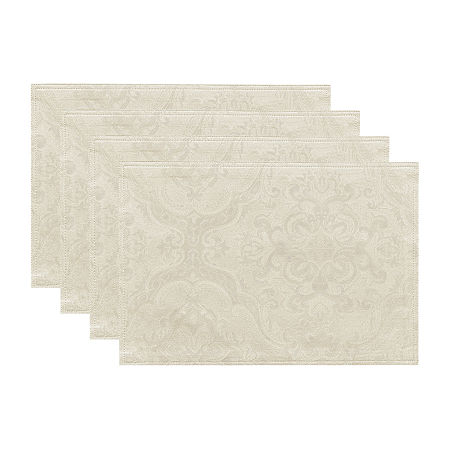 Elrene Caiden Elegance Damask Placemat  Set of 4 - Ivory