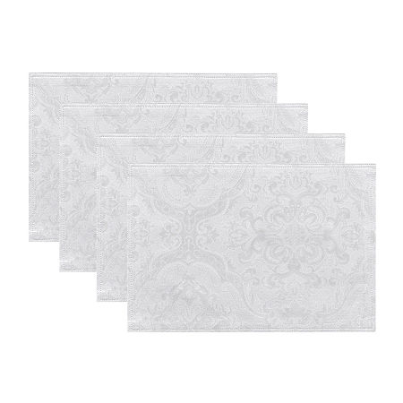 Elrene Caiden Elegance Damask Placemat  Set of 4 - White