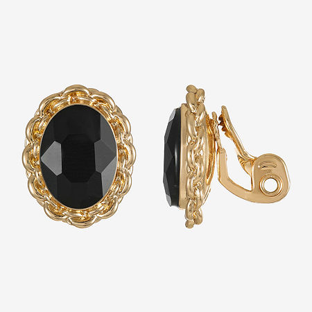 Click here for Monet Jewelry Gold Tone Womens Black Glass Oval Cl... prices