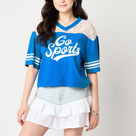 Click here for Lace Yoke Jersey Womens V Neck Short Sleeve Regula... prices