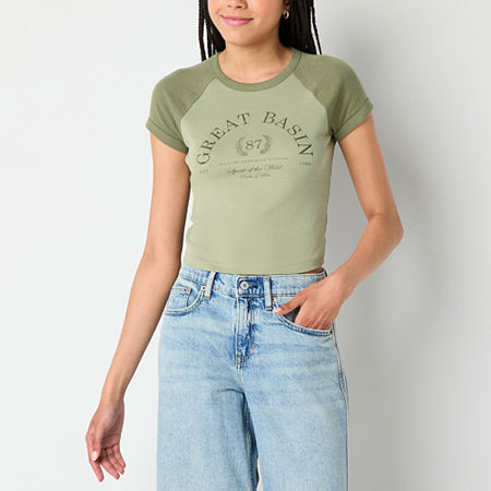 Click here for Arizona Womens Crew Neck Short Sleeve Juniors Grap... prices