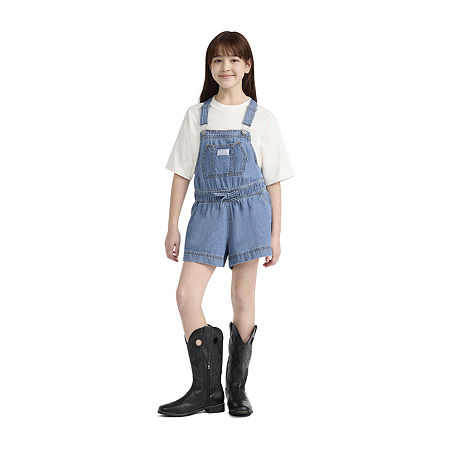 Click here for Levis Girls 7-16 Apron Neck Shortalls - Medium Blu... prices