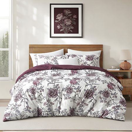 Stratford Park Rita Floral 3-Pc. Comforter Set  Queen - Purple