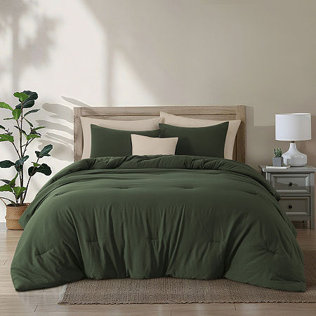 Stratford Park Anaya Solid 3-Pc. Comforter Set  Queen - Dark Green