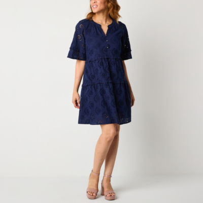 Rabbit Rabbit Rabbit Design Womens Short Sleeve Eyelet Babydoll Dress ...