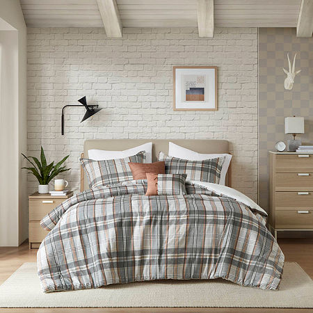 Intelligent Design Blake Plaid 5-Pc. Comforter Set  Full/Queen - Tan/Gray