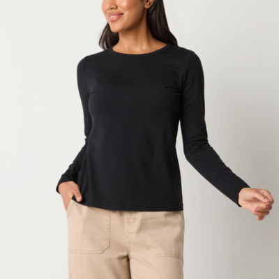 a.n.a Womens Crew Neck Long Sleeve T-Shirt - JCPenney