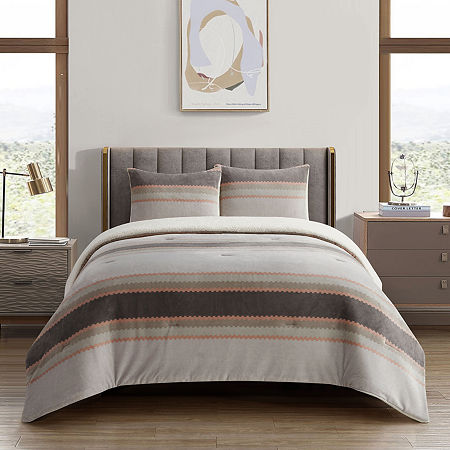 Stratford Park Briar Sherpa 3-Pc. Comforter Set  King - Grey