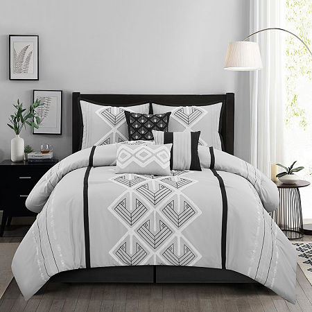 Stratford Park Oliver 7-Piece Comforter Set  Queen - Black-Gray