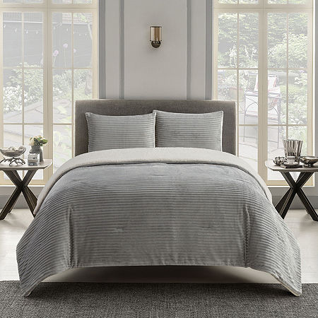 Stratford Park Milonega Sherpa 3-Pc. Comforter Set  King - Grey