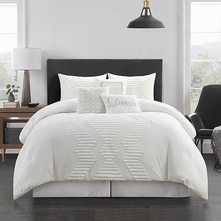 Stratford Park Galatea Tufted Embroidery 7-Pc. Comforter Set  King - White