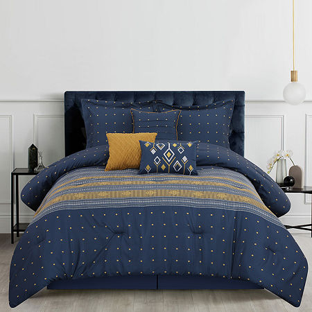 Stratford Park Minerva Geometric 7-Pc. Comforter Set  King - Navy