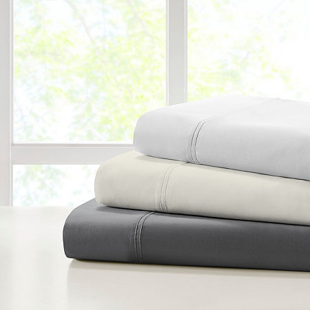 Color Sense 800 Thread Count Cotton Blend 4 Pc Sateen Sheet Set  King - Ivory